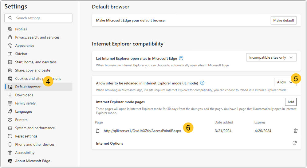 Run Microsoft Edge in IE-mode to be able to use QlikView's Internet Explorer plugin