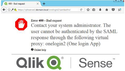 Qlik Sense Enterprise on Windows: Common error messages when using SAML