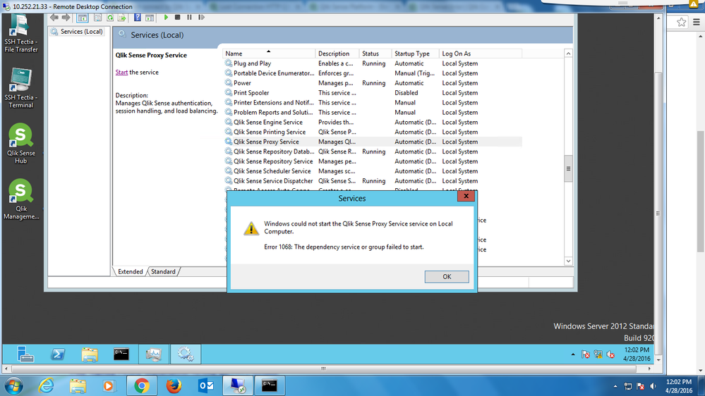 Qlik Sense Enterprise on Windows: 1068 The dependency service or group ...