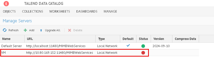 Qlik Talend Data Catalog Server cannot reach remote harvesting server