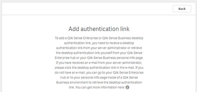 Configuring Qlik Sense Desktop authentication link
