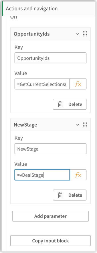 How to run an automation with custom parameters through the Qlik Sense button