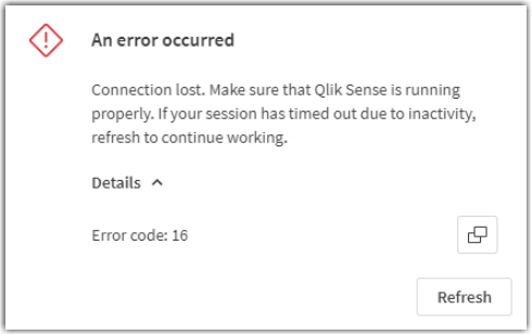Qlik Sense Enterprise on Windows: Error Code 16 or Error Code 1003 while working on or opening a ...