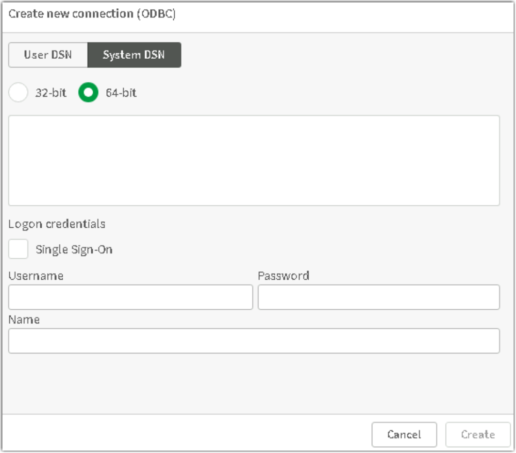 Qlik Sense Enterprise on Windows November 2024: Unable to create ODBC/OLE DB connection via Data ...