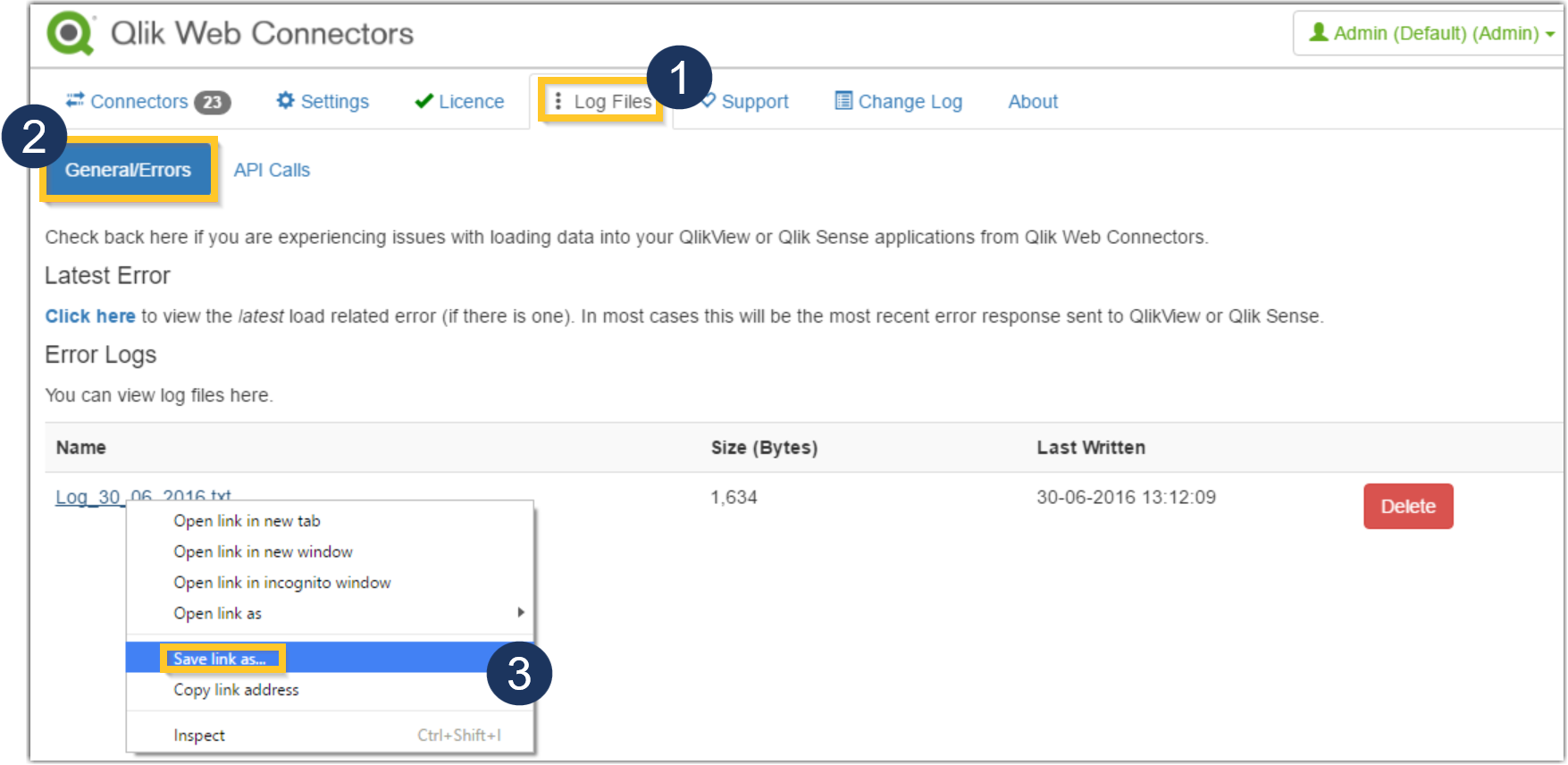 Qlik Web Connectors Log Files