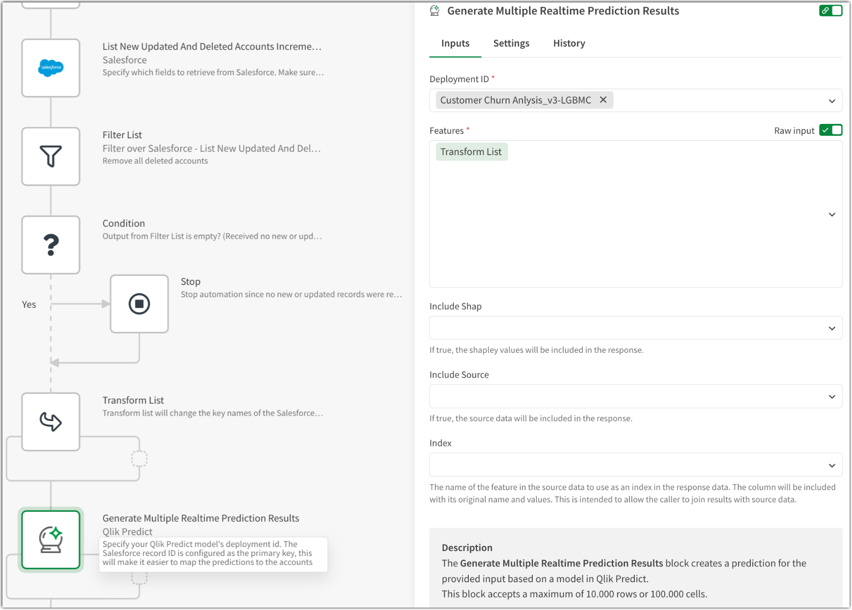 How to predict customer churn risk using Qlik Predict and Qlik Automate